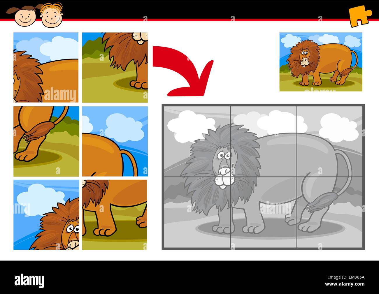 Cartoon lion puzzle game hi-res stock photography and images - Alamy