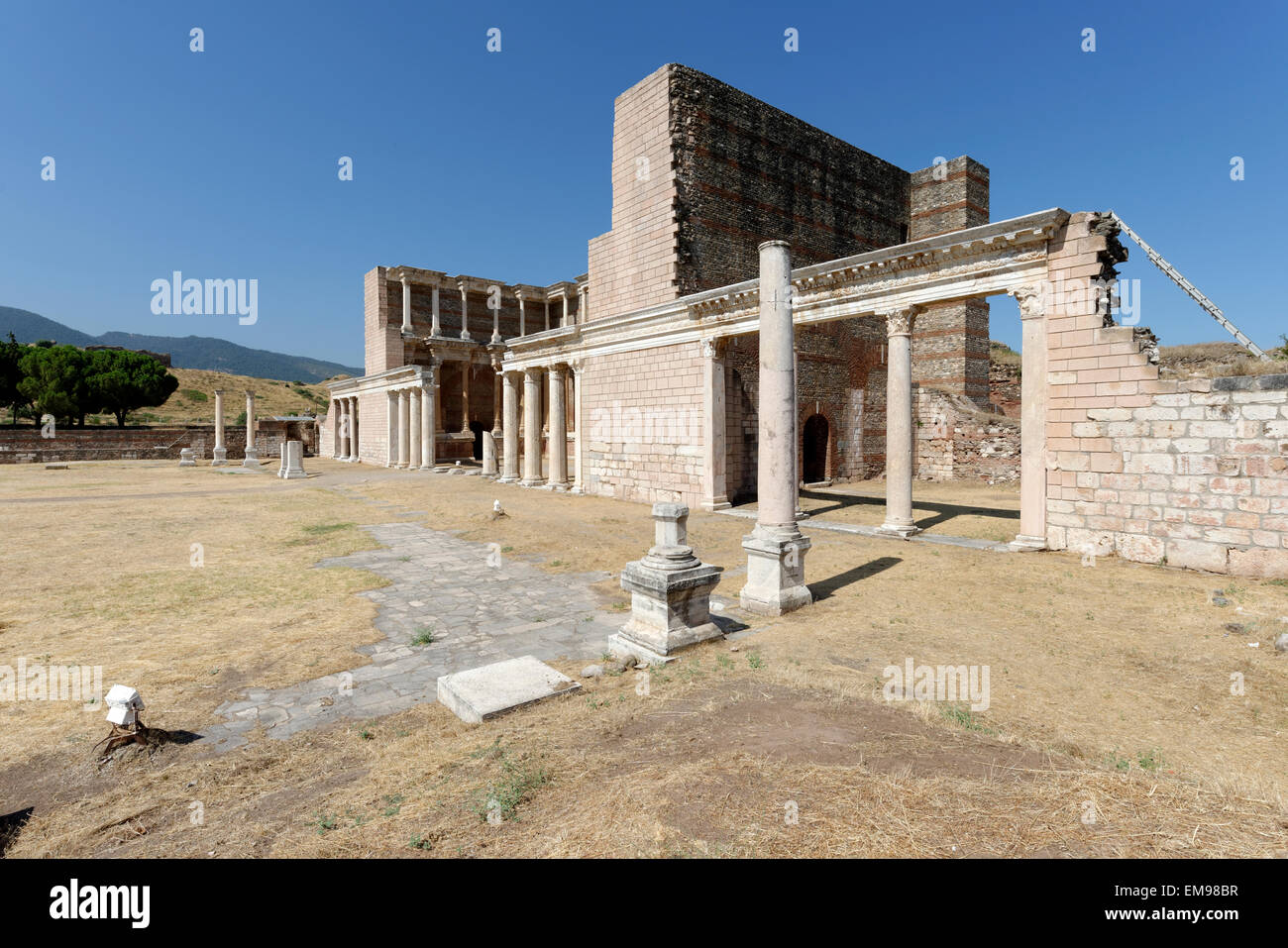 The remaining Palestra colonnade and the marble courtyard hall of the ...