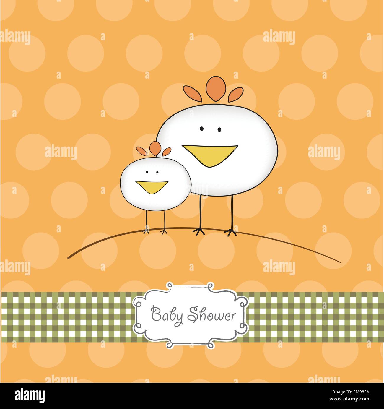 new baby announcement card with chicken and mother Stock Vector Image ...