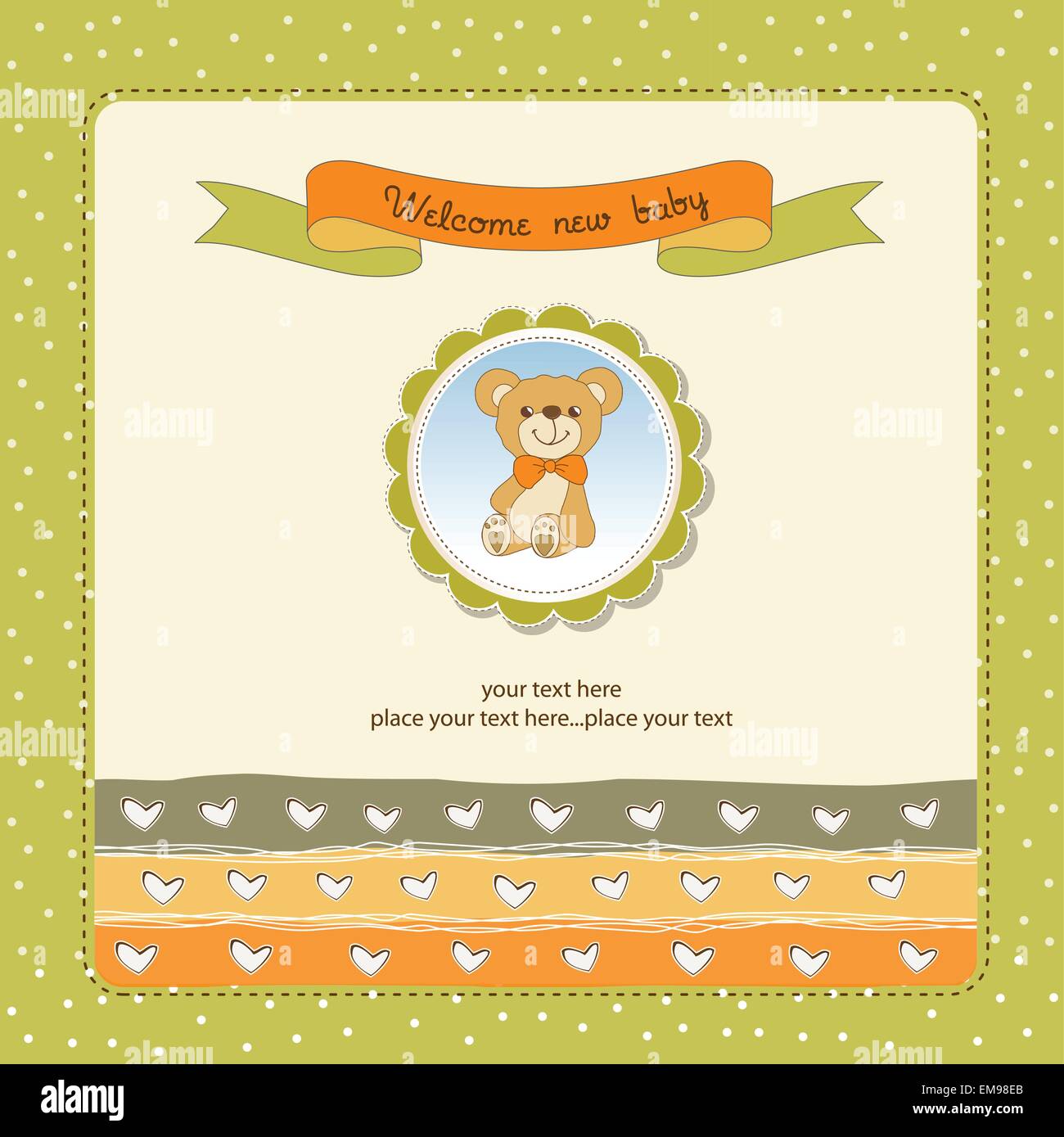 baby shower card with teddy bear toy Stock Vector Image & Art - Alamy