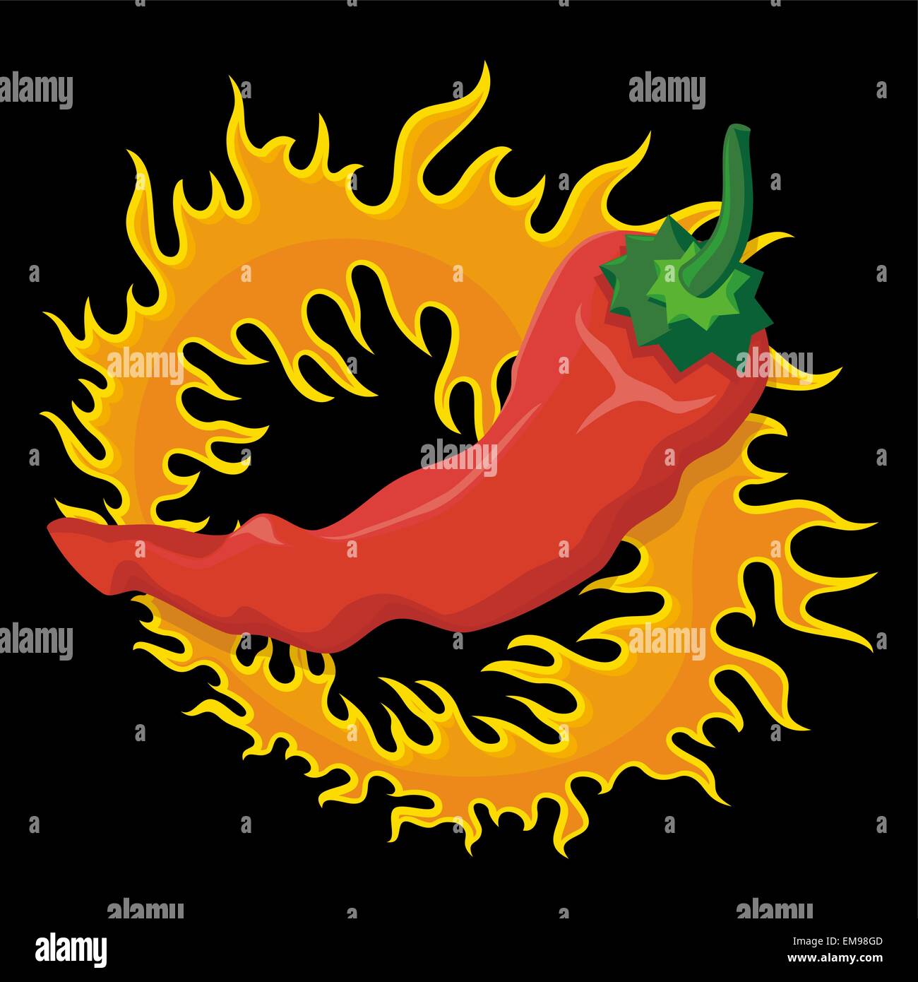 Pepper with flame Stock Vector Image & Art - Alamy