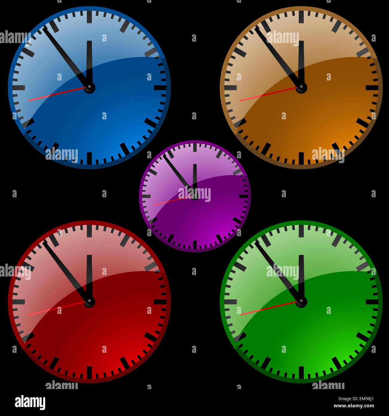 Colorful Dial Wall Clocks Stock Vector Image & Art - Alamy
