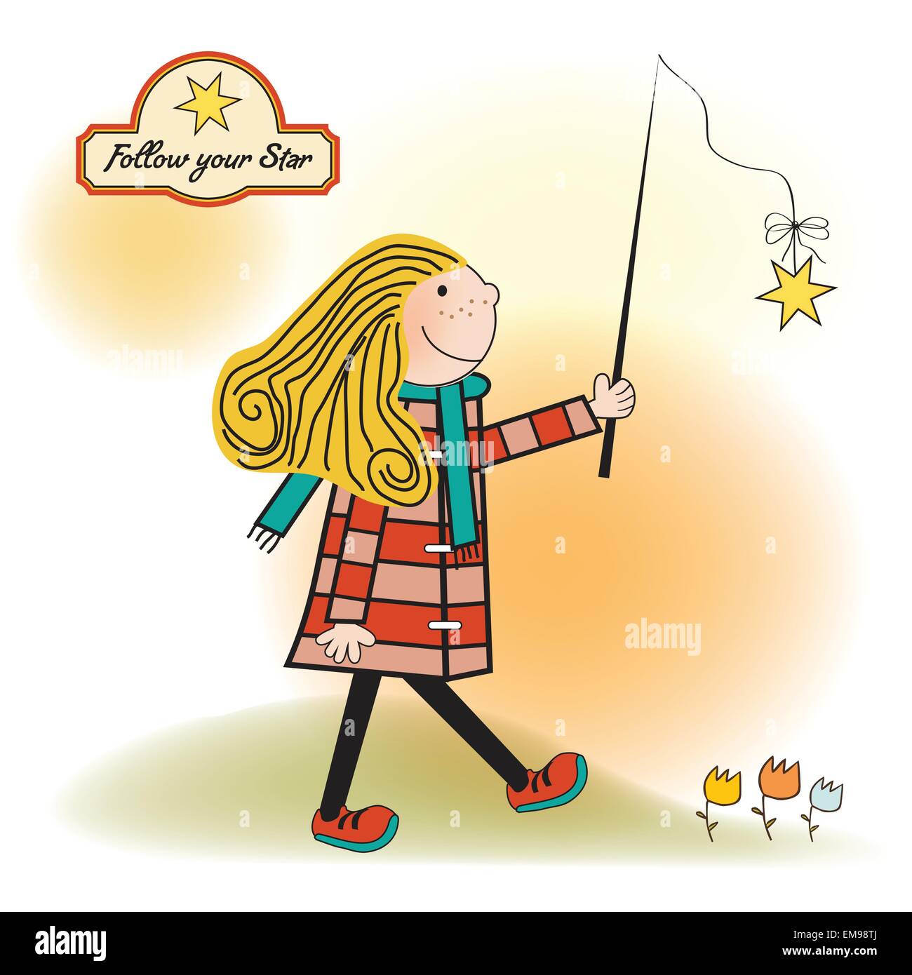 girl following a star Stock Vector Image & Art - Alamy