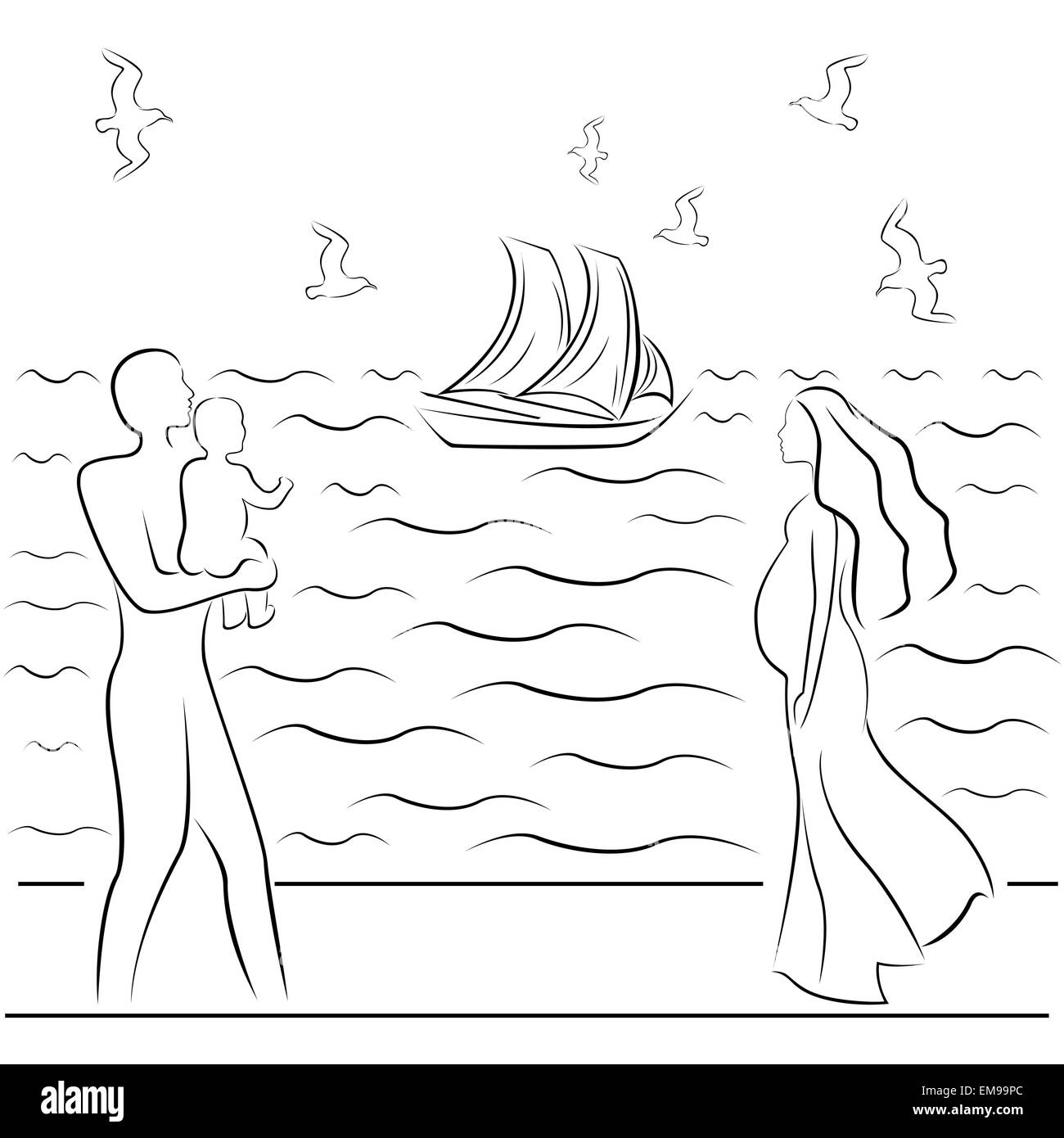 Family at sea Stock Vector Image & Art - Alamy