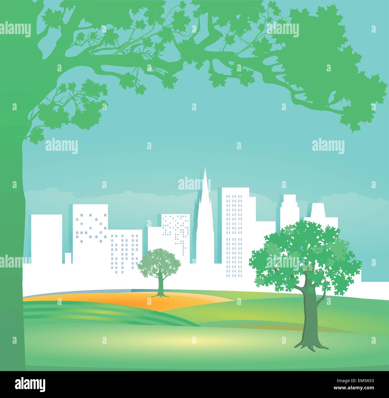 Green landscape illustration Stock Vector Images - Alamy