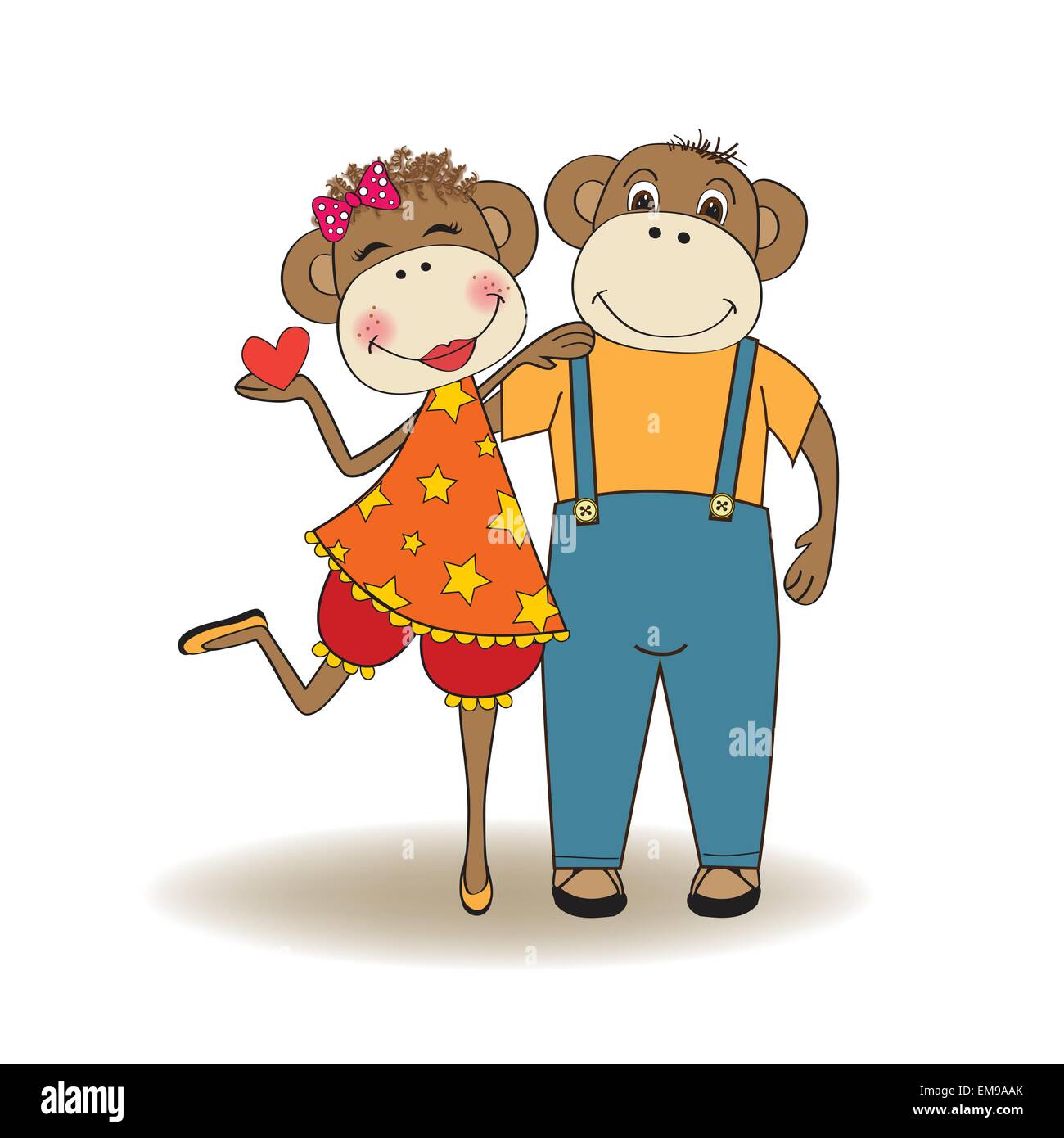 monkeys couple in love Stock Vector Image & Art - Alamy