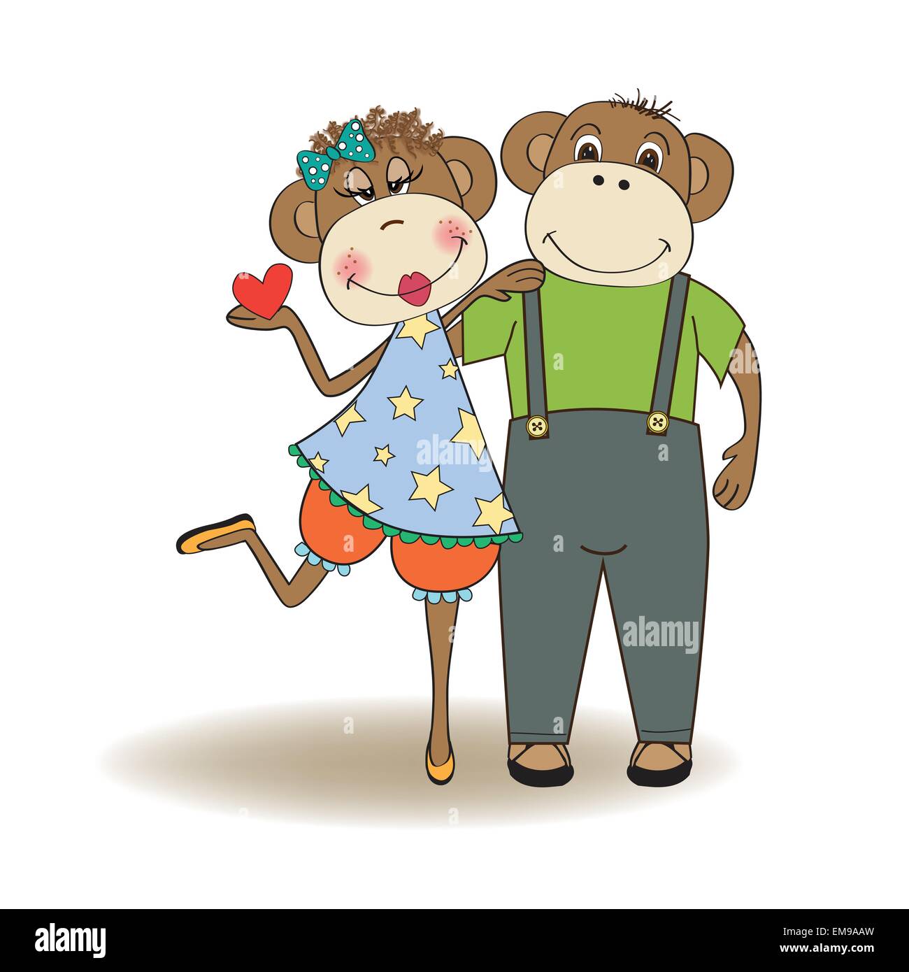 monkeys couple in love Stock Vector Image & Art - Alamy
