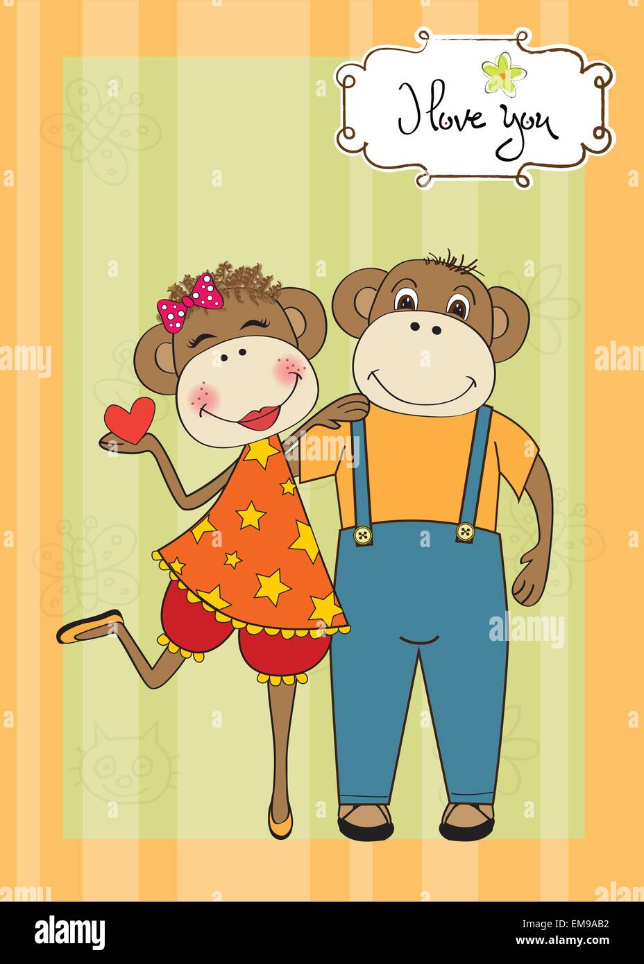 monkeys couple in love Stock Vector Image & Art - Alamy