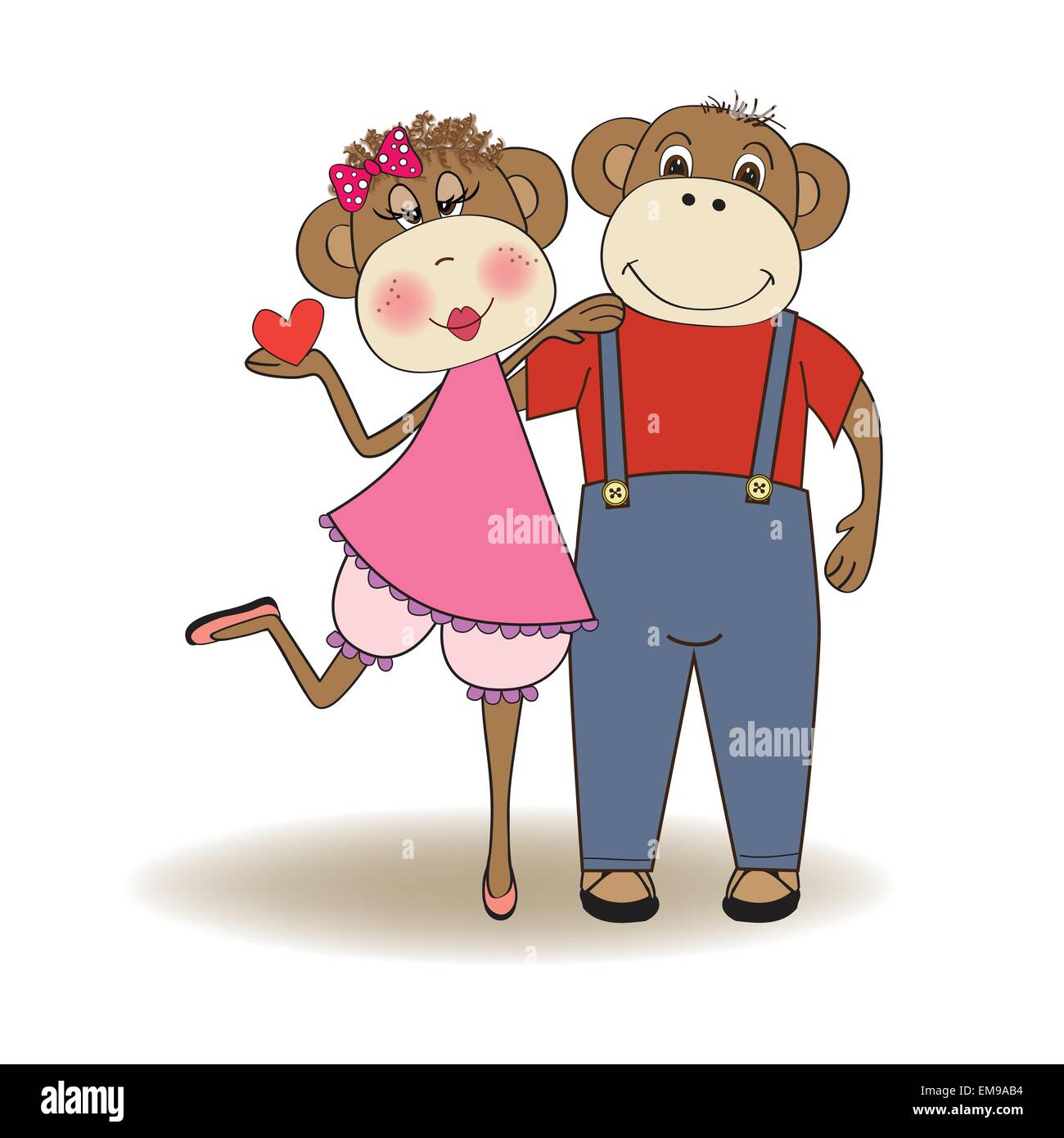 monkeys couple in love Stock Vector Image & Art - Alamy