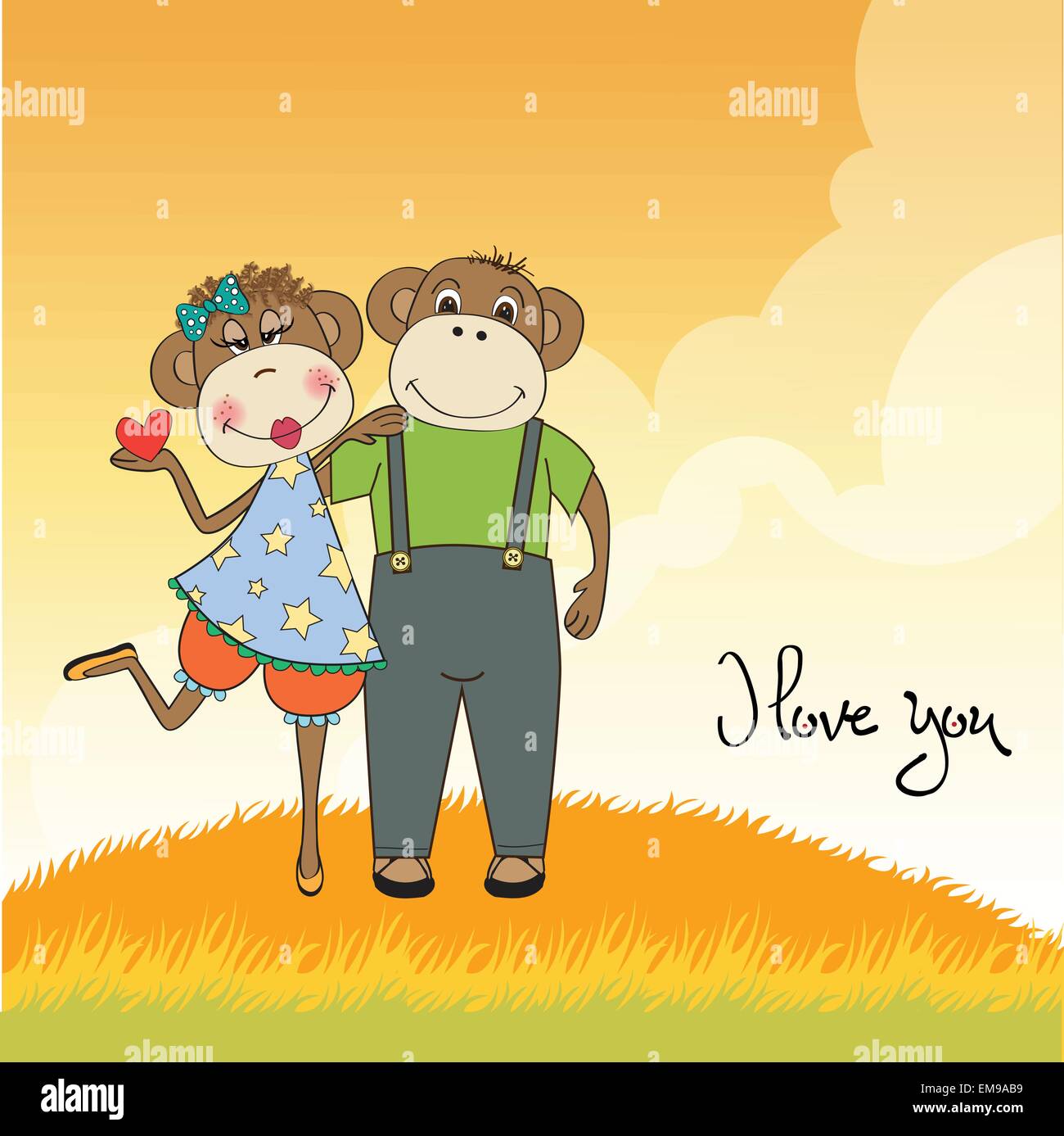 monkeys couple in love Stock Vector Image & Art - Alamy