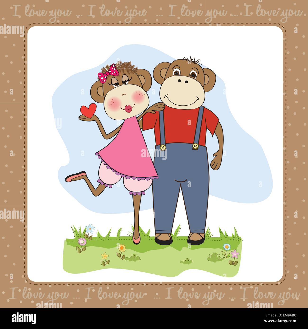 monkeys couple in love Stock Vector Image & Art - Alamy