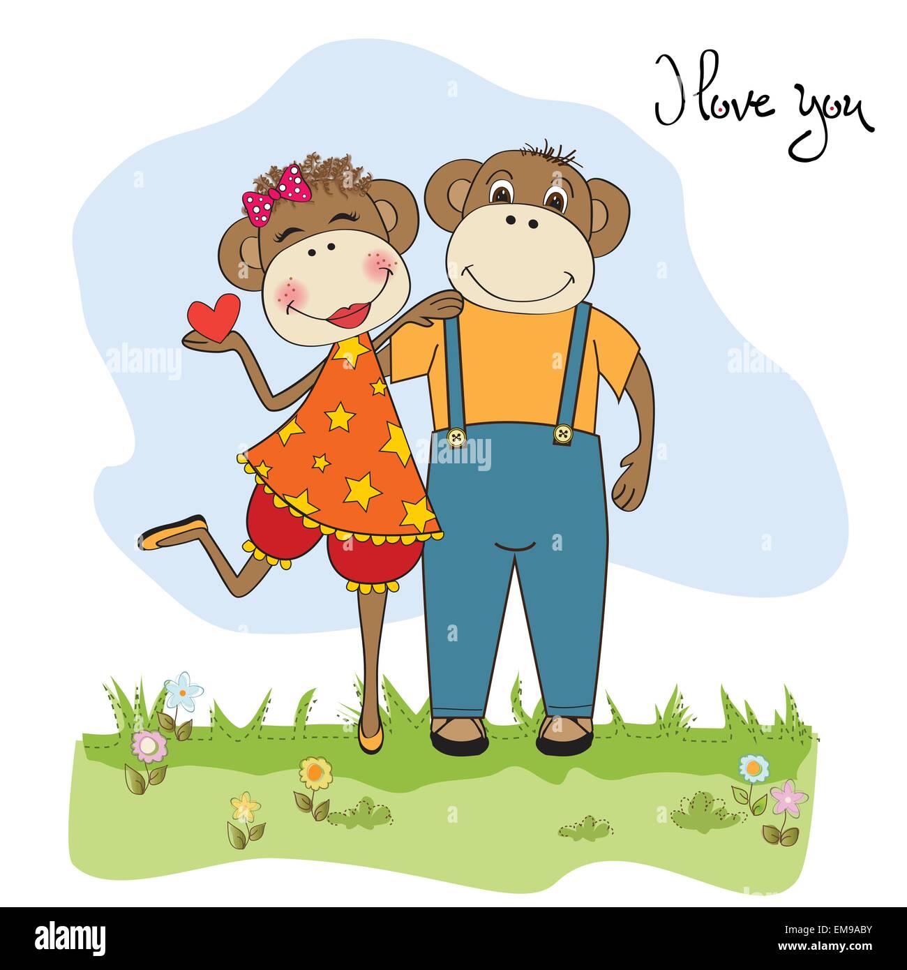 monkeys couple in love Stock Vector Image & Art - Alamy