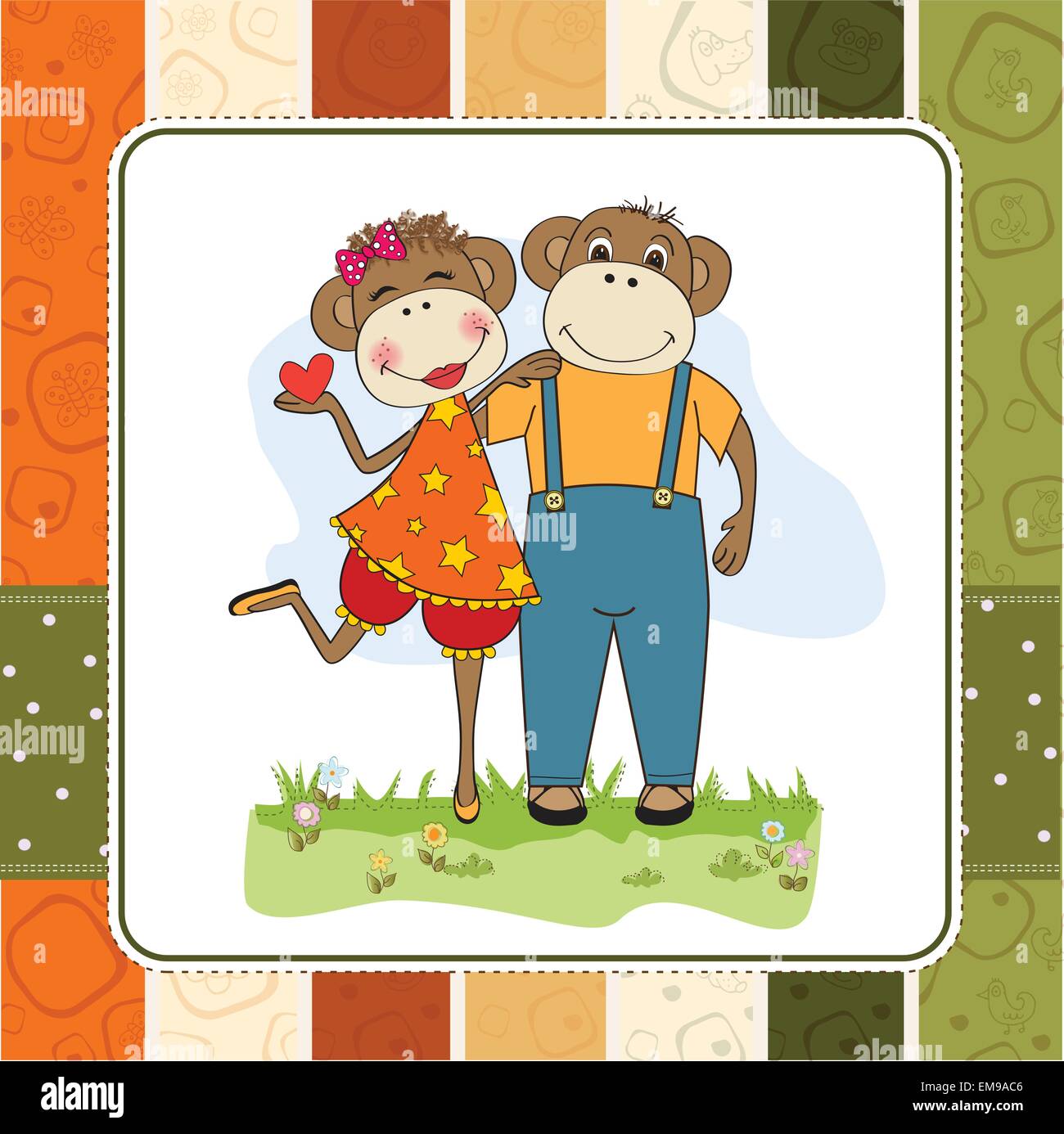 monkeys couple in love Stock Vector Image & Art - Alamy