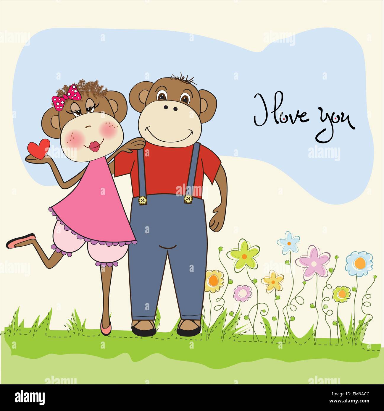monkeys couple in love Stock Vector Image & Art - Alamy