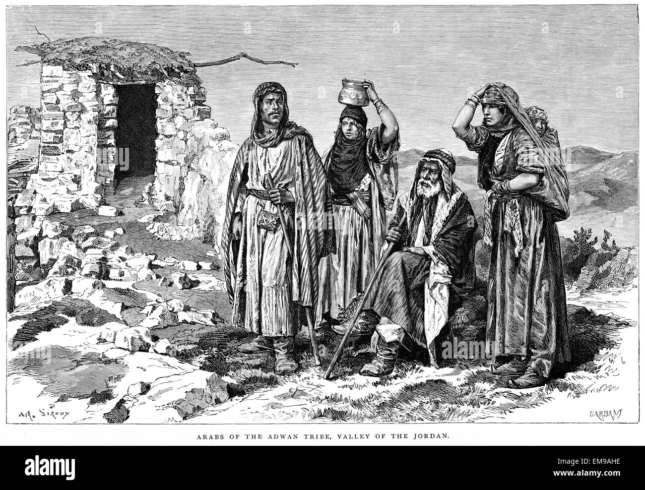 An engraving of Arabs of the Adwan Tribe, Valley of the Jordan scanned ...