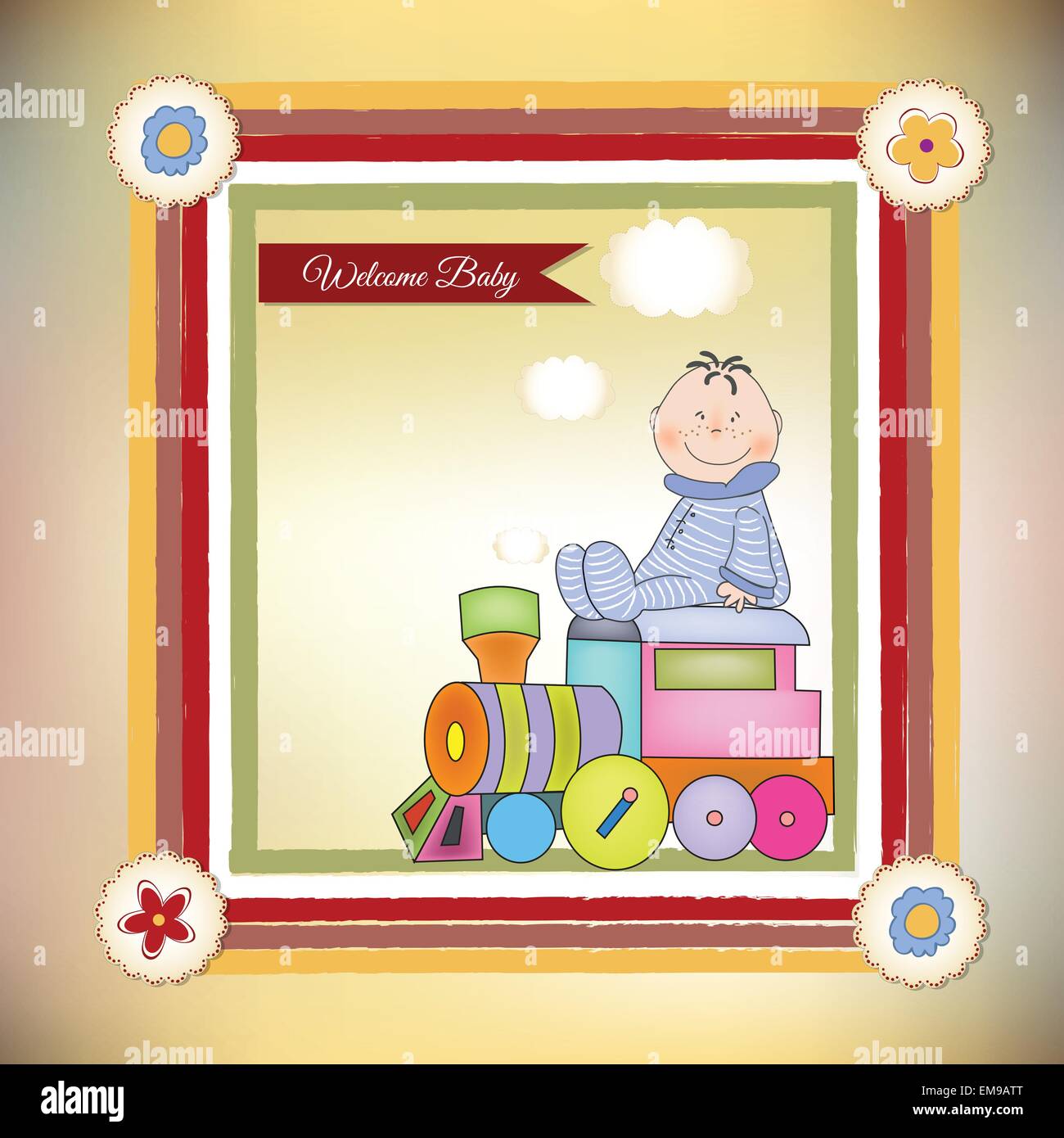 customizable birthday greeting card with train Stock Vector Image & Art ...