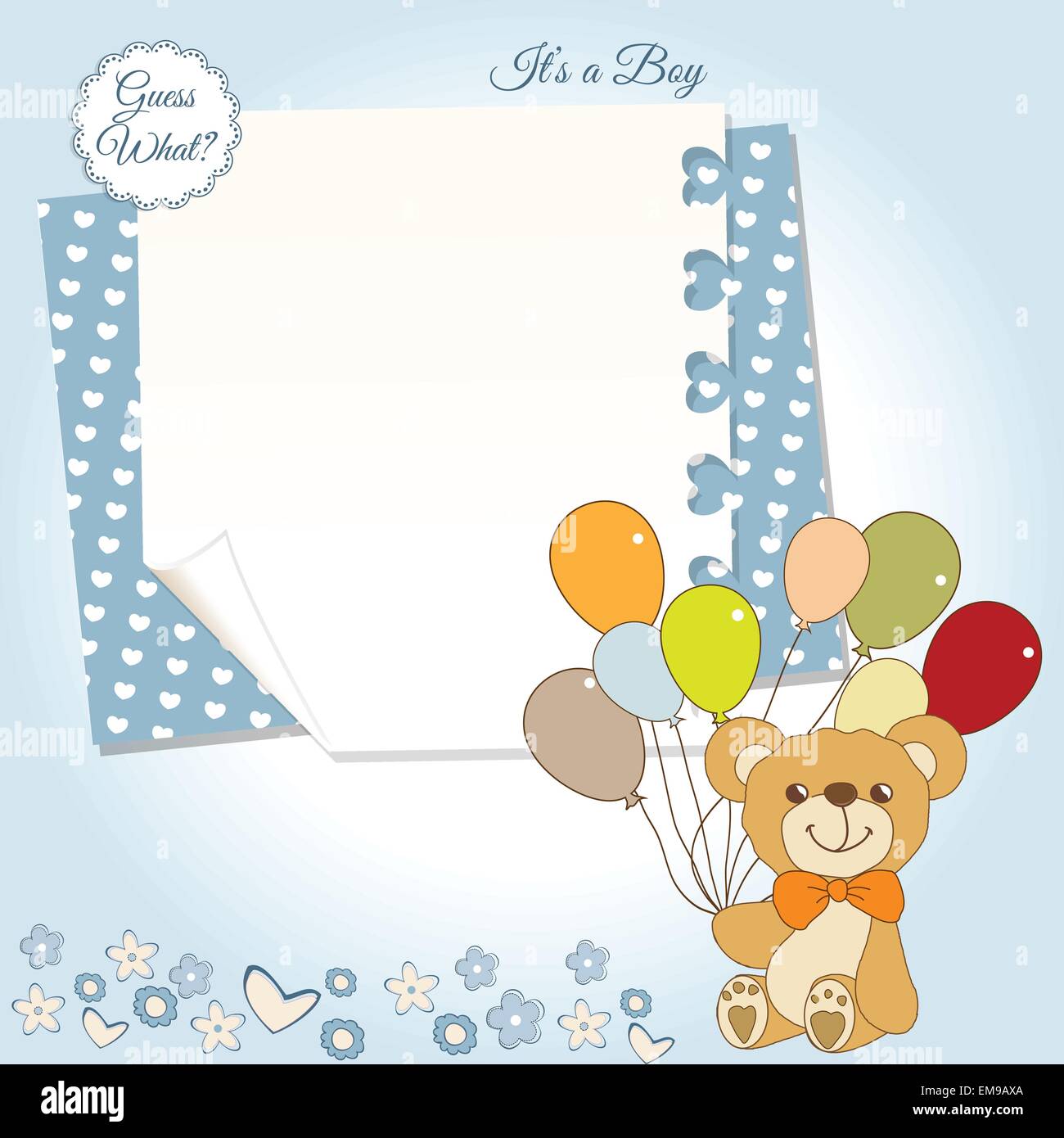baby shower card with cute teddy bear Stock Vector Image & Art - Alamy