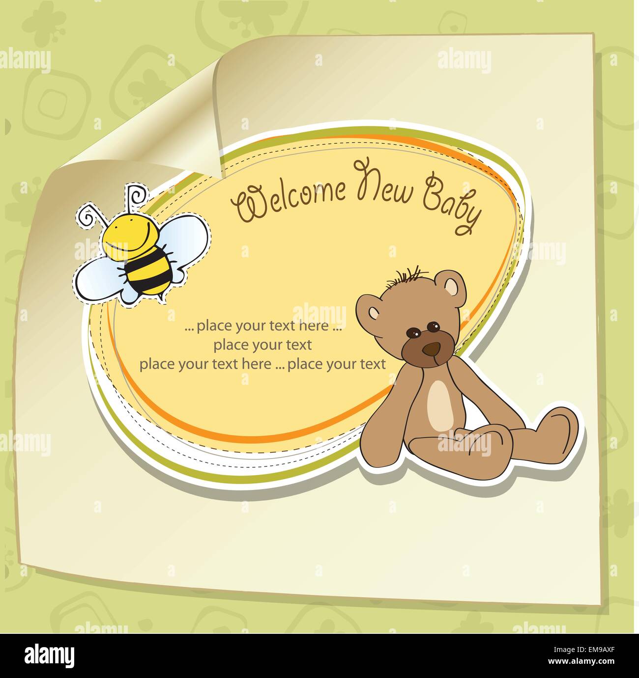 baby shower card with teddy bear toy Stock Vector Image & Art - Alamy