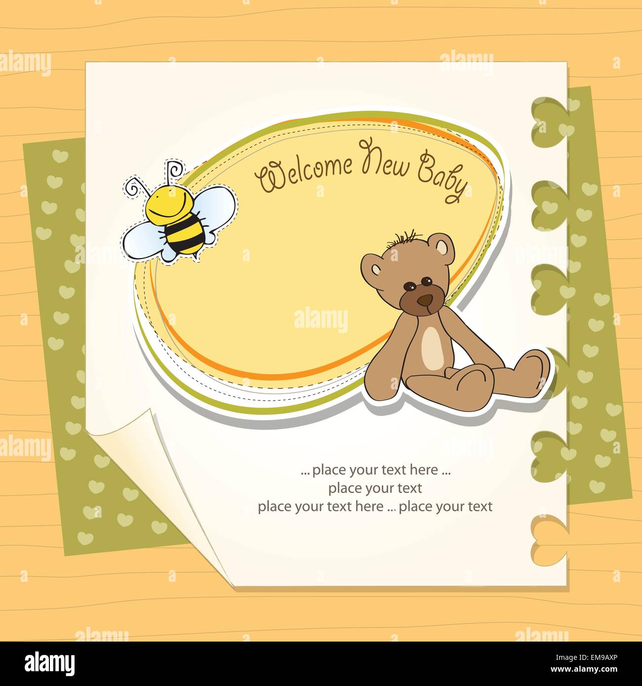 baby shower card with teddy bear toy Stock Vector Image & Art - Alamy