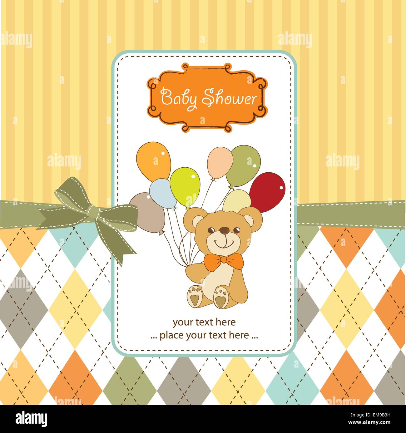baby shower card with cute teddy bear Stock Vector Image & Art - Alamy