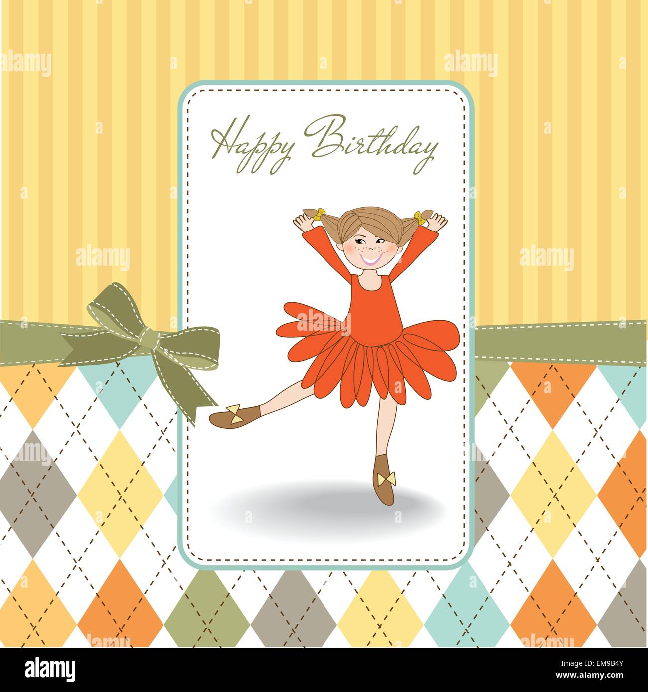birthday greeting card with girl Stock Vector Image & Art - Alamy