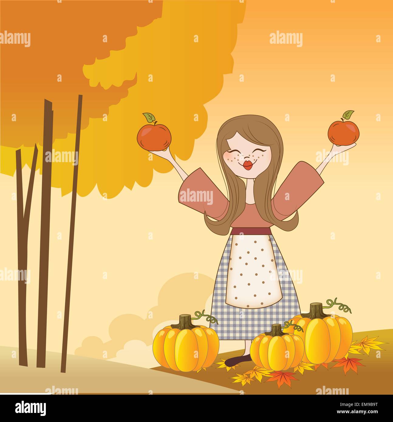 Girl with maple Stock Vector Images - Alamy