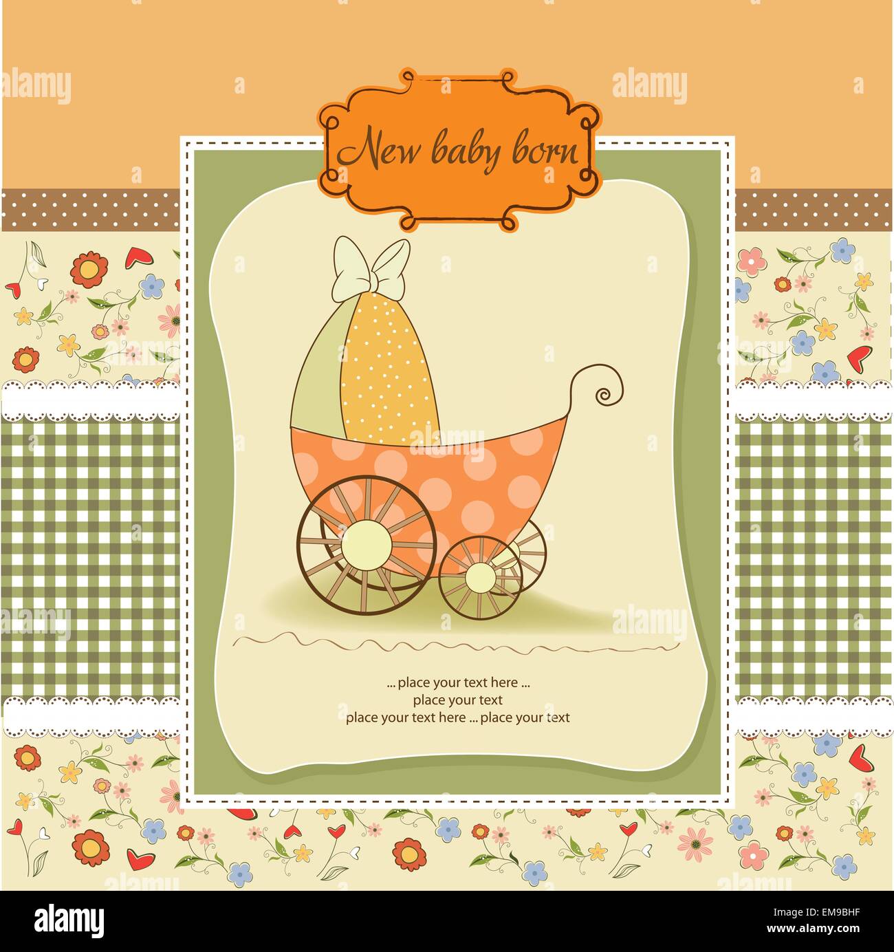 baby shower card with cute stroller Stock Vector Image & Art - Alamy