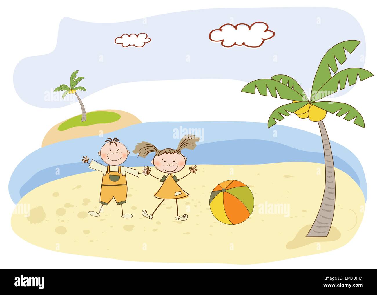 Boy on beach Stock Vector Images - Alamy