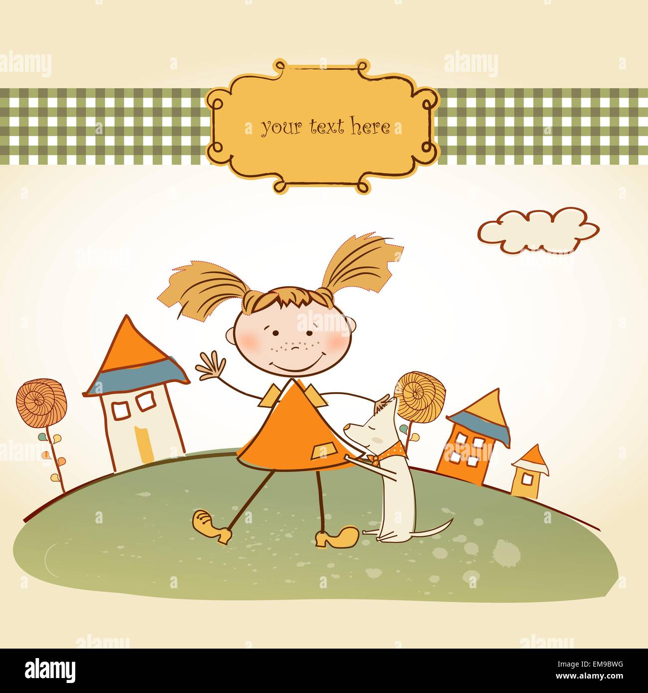 fun background with little girl Stock Vector Image & Art - Alamy