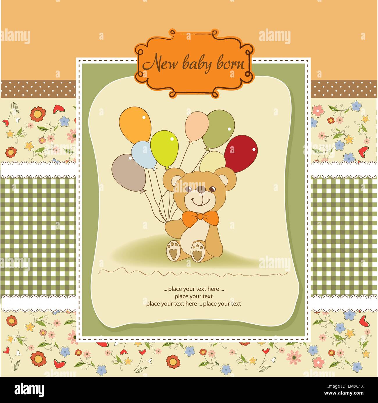 baby shower card with cute teddy bear Stock Vector Image & Art - Alamy