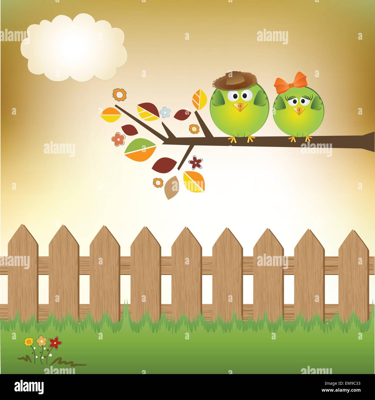 Cute beautiful birds in Stock Vector Images - Alamy