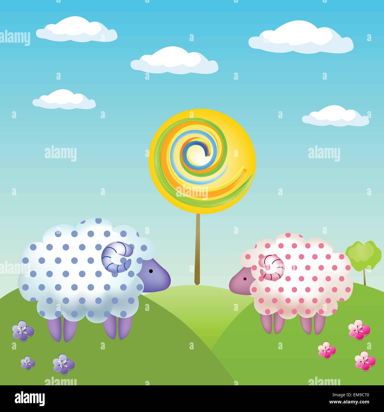 Mother sheep Stock Vector Images - Alamy