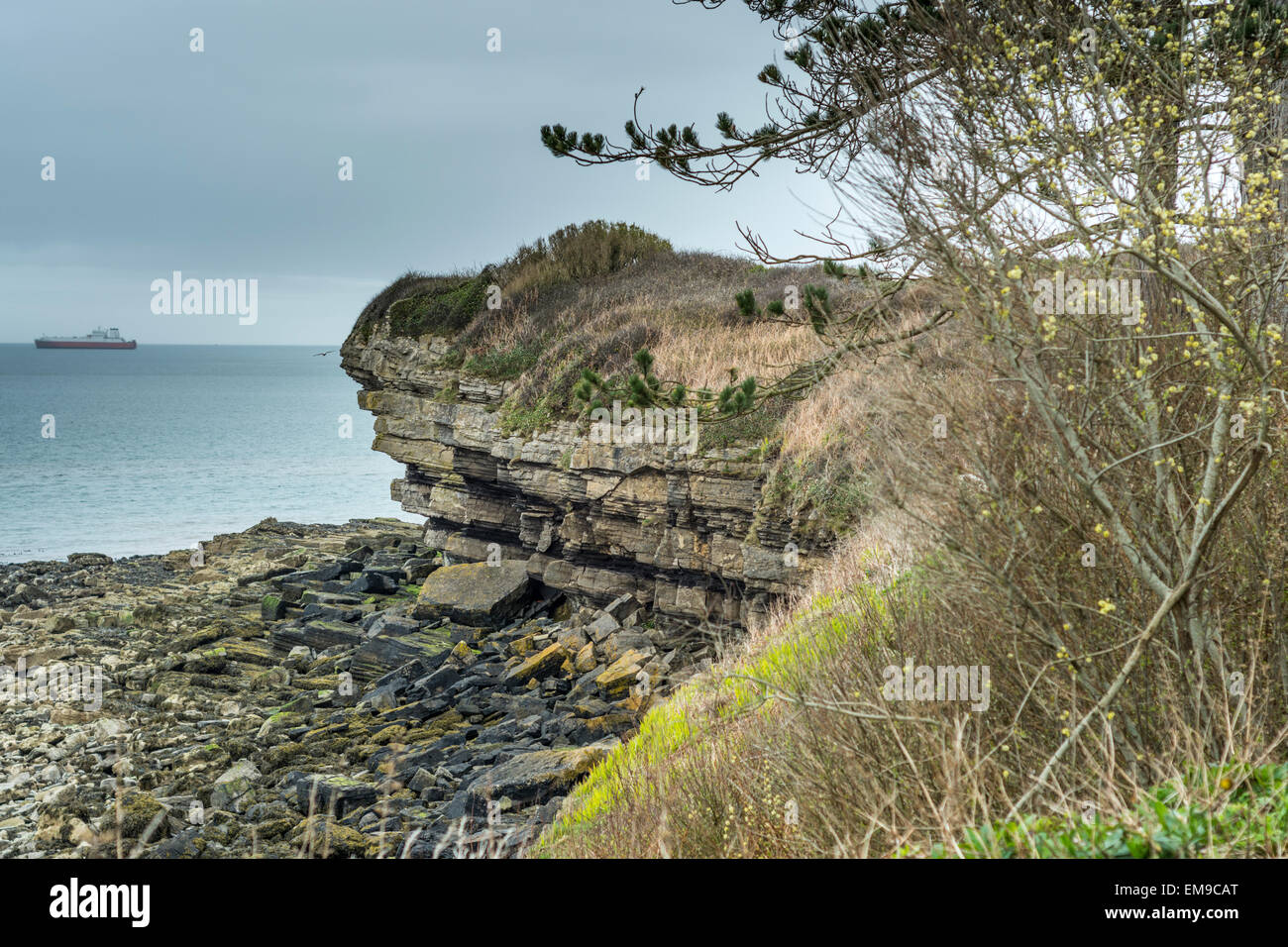 View from the coastal path from Lligwy beach to Moelfre on Anglesey ...