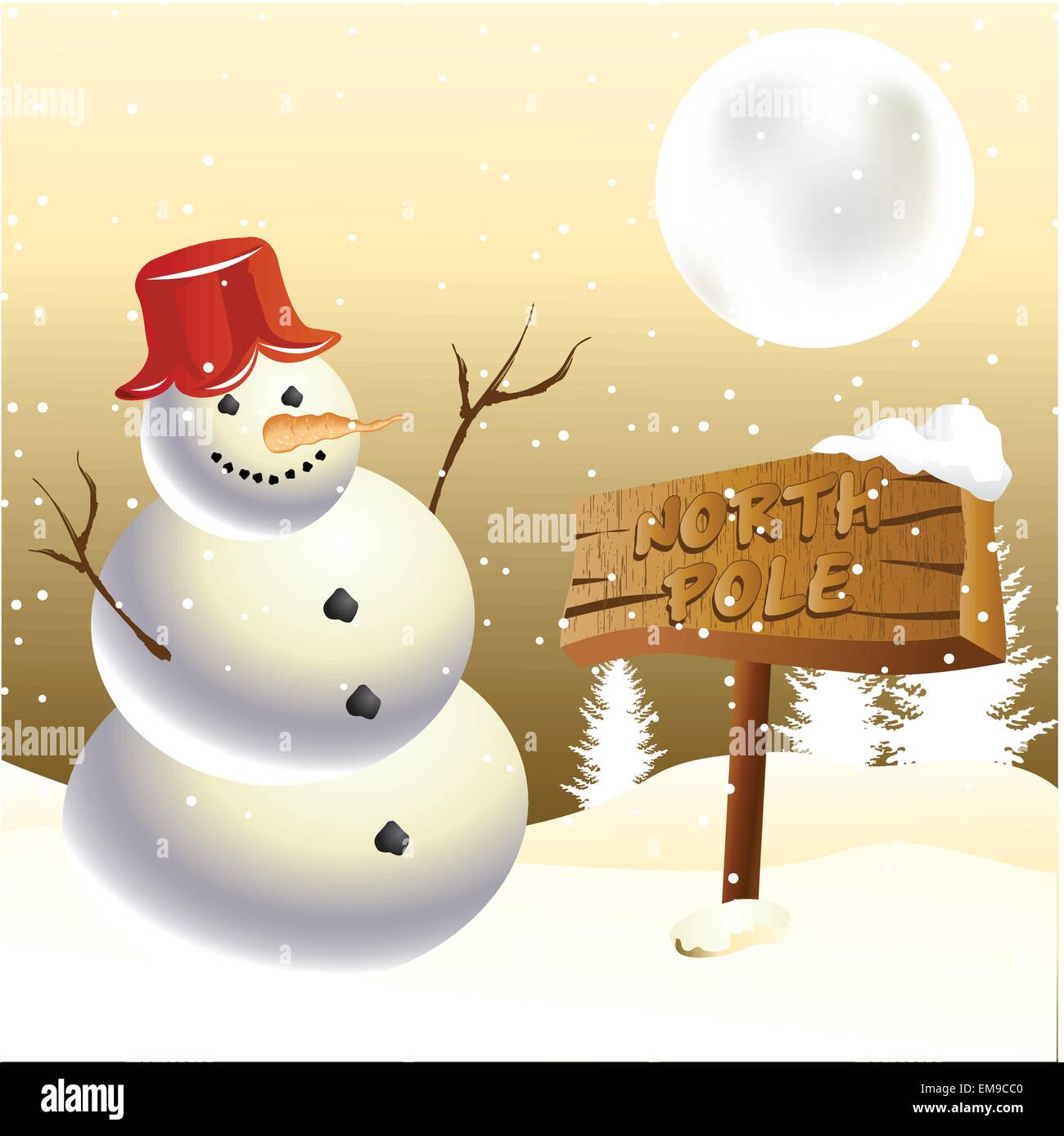 Snowman at North pole Stock Vector Image & Art - Alamy