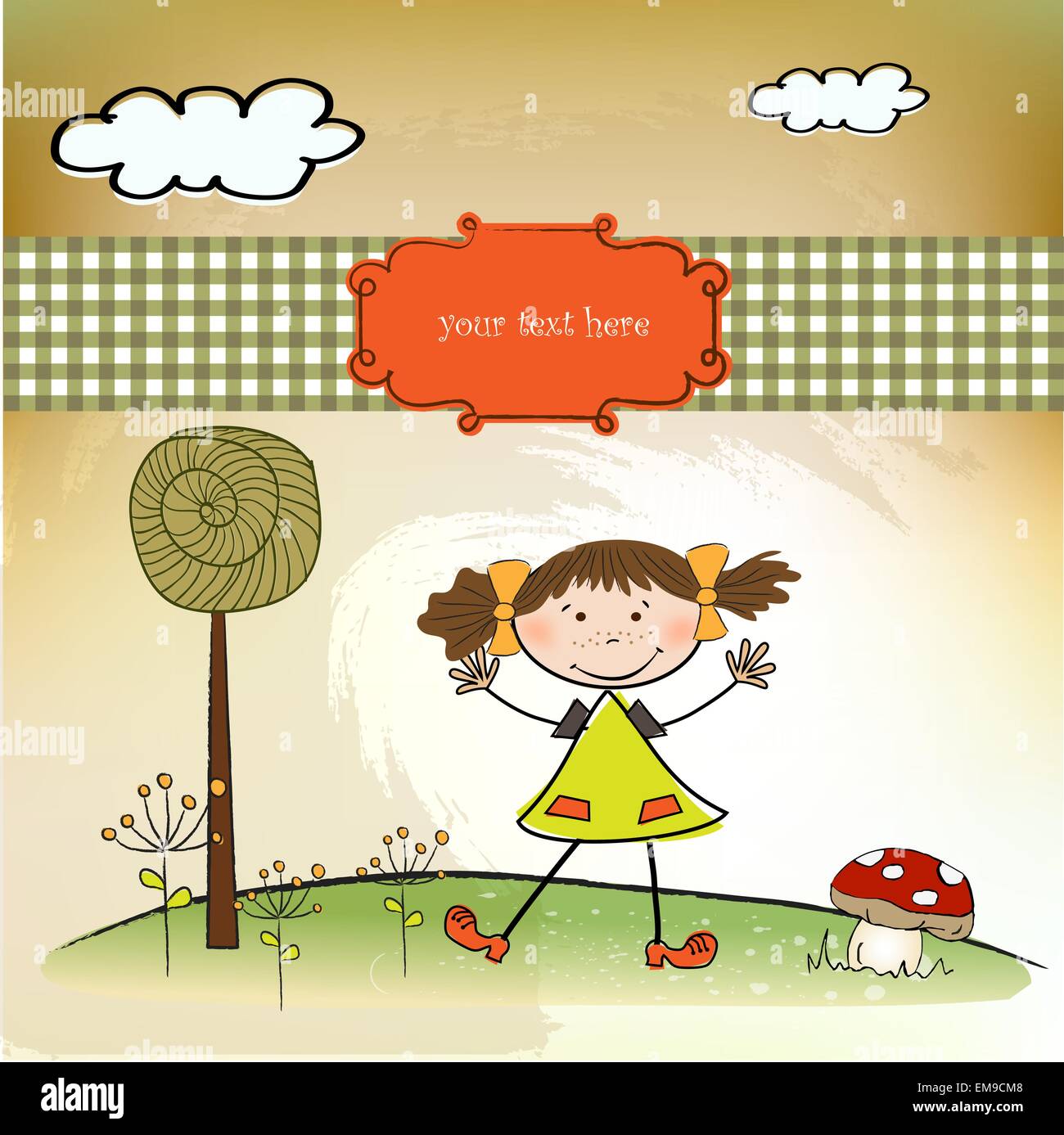 fun background with little girl Stock Vector Image & Art - Alamy