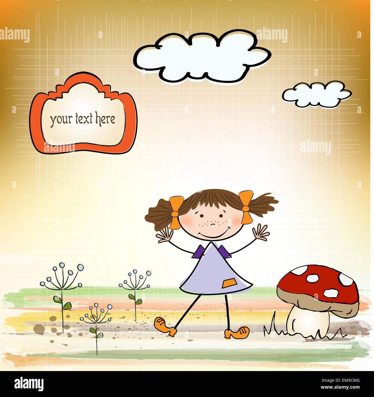 fun background with little girl Stock Vector Image & Art - Alamy