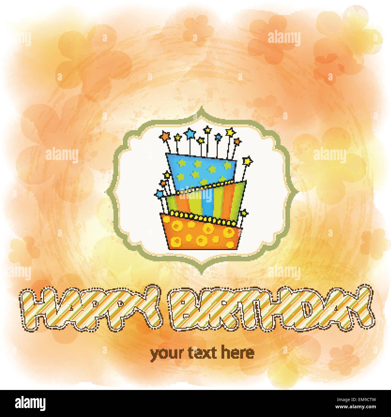 vector big birthday cake with burning candles Stock Vector Image & Art ...