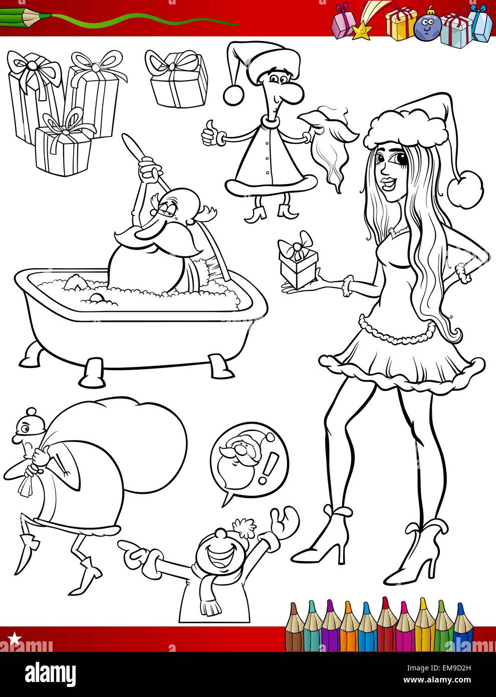 christmas themes coloring page Stock Vector Image & Art - Alamy