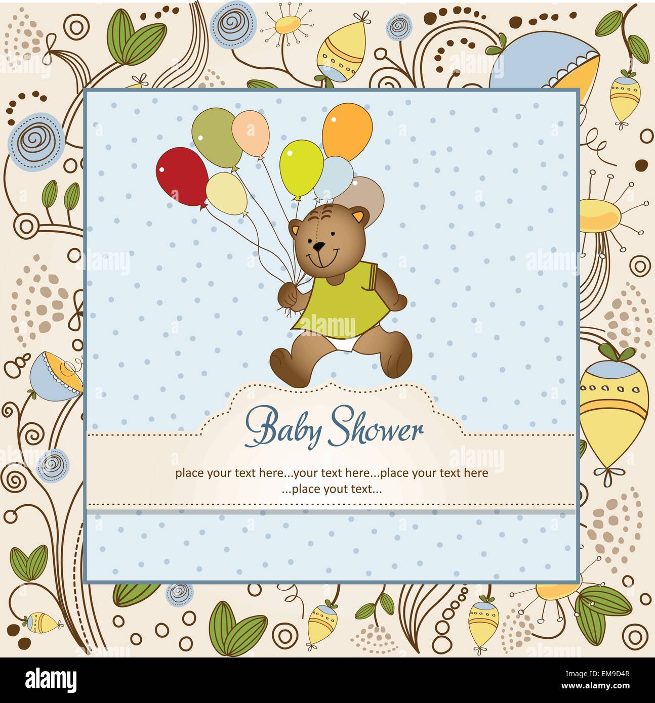 baby shower card with cute teddy bear Stock Vector Image & Art - Alamy