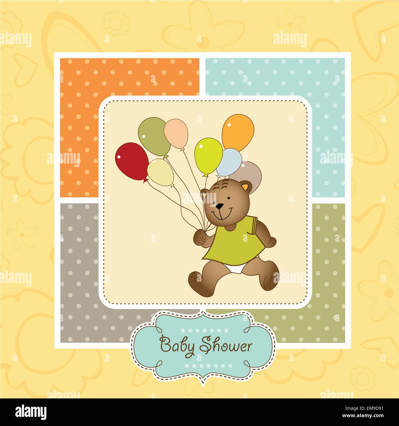 baby shower card with teddy bear toy Stock Vector Image & Art - Alamy