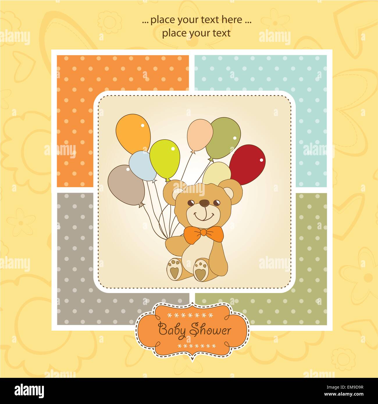 baby shower card with cute teddy bear Stock Vector Image & Art - Alamy