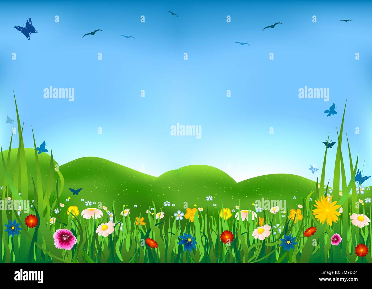 Blooming field meadow Stock Vector Images - Alamy