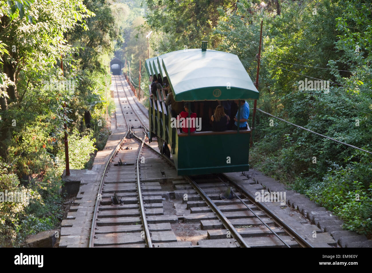 Funicular on San Cristobal Hill, Santiago, Metropolitan Region, Chile ...