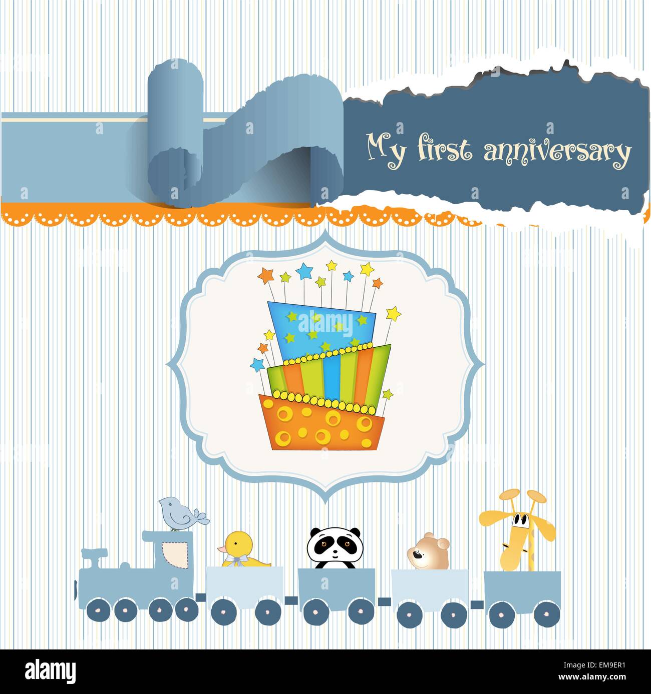 baby birthday card with cake Stock Vector Image & Art - Alamy