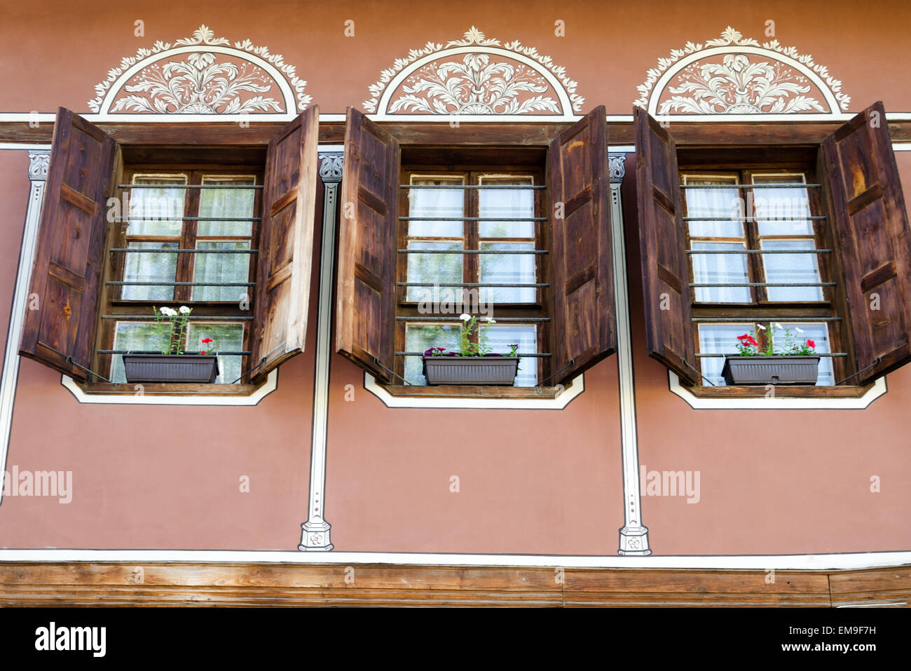 Old building with wooden windows in Plovdiv, Bulgaria Stock Photo - Alamy