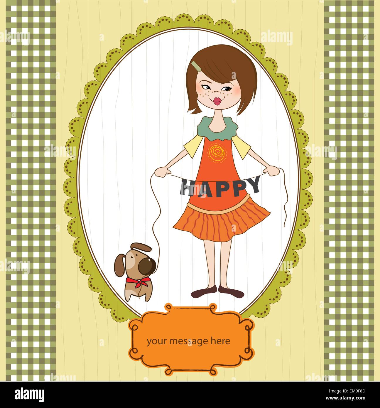 happy girl with cute dog Stock Vector Image & Art - Alamy