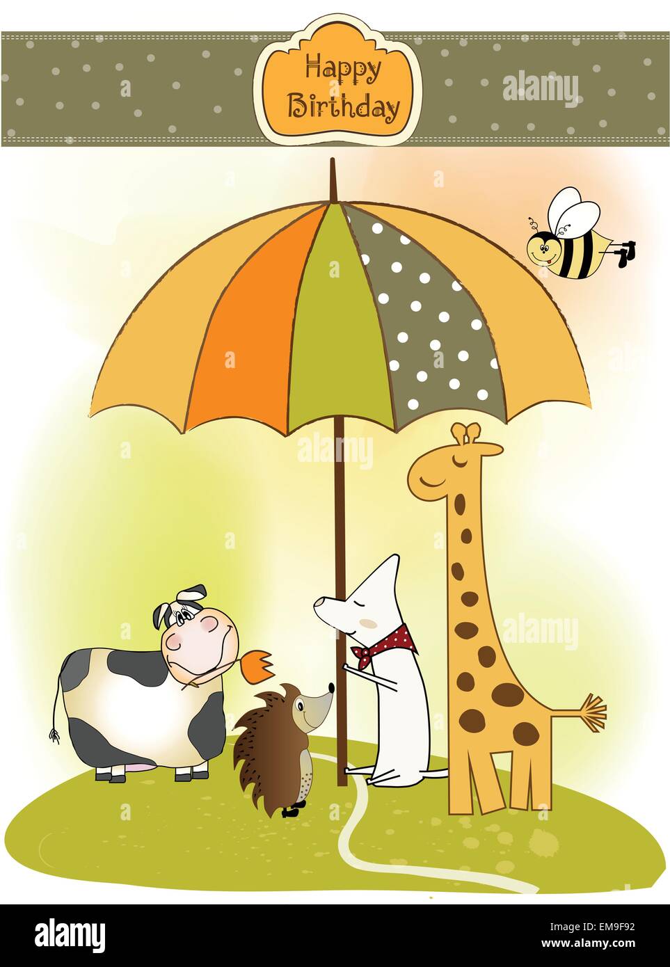 birthday greeting card with animals Stock Vector Image & Art - Alamy