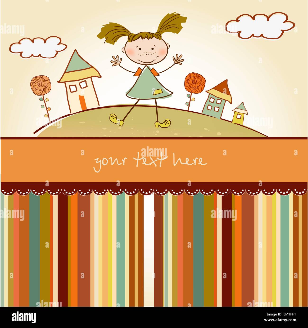 happy little girl Stock Vector Image & Art - Alamy
