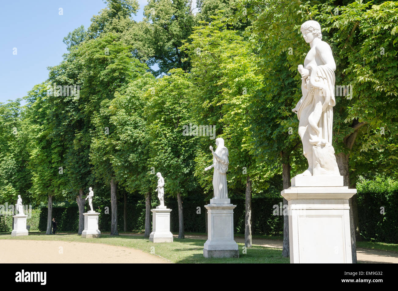 White sandstone statues in a park, Potsdam, Brandenburg, Germany Stock ...