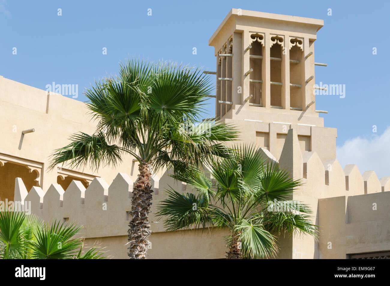 Wind tower, Arabian architecture, Bastakiya, Dubai, UAE. Wind towers ...